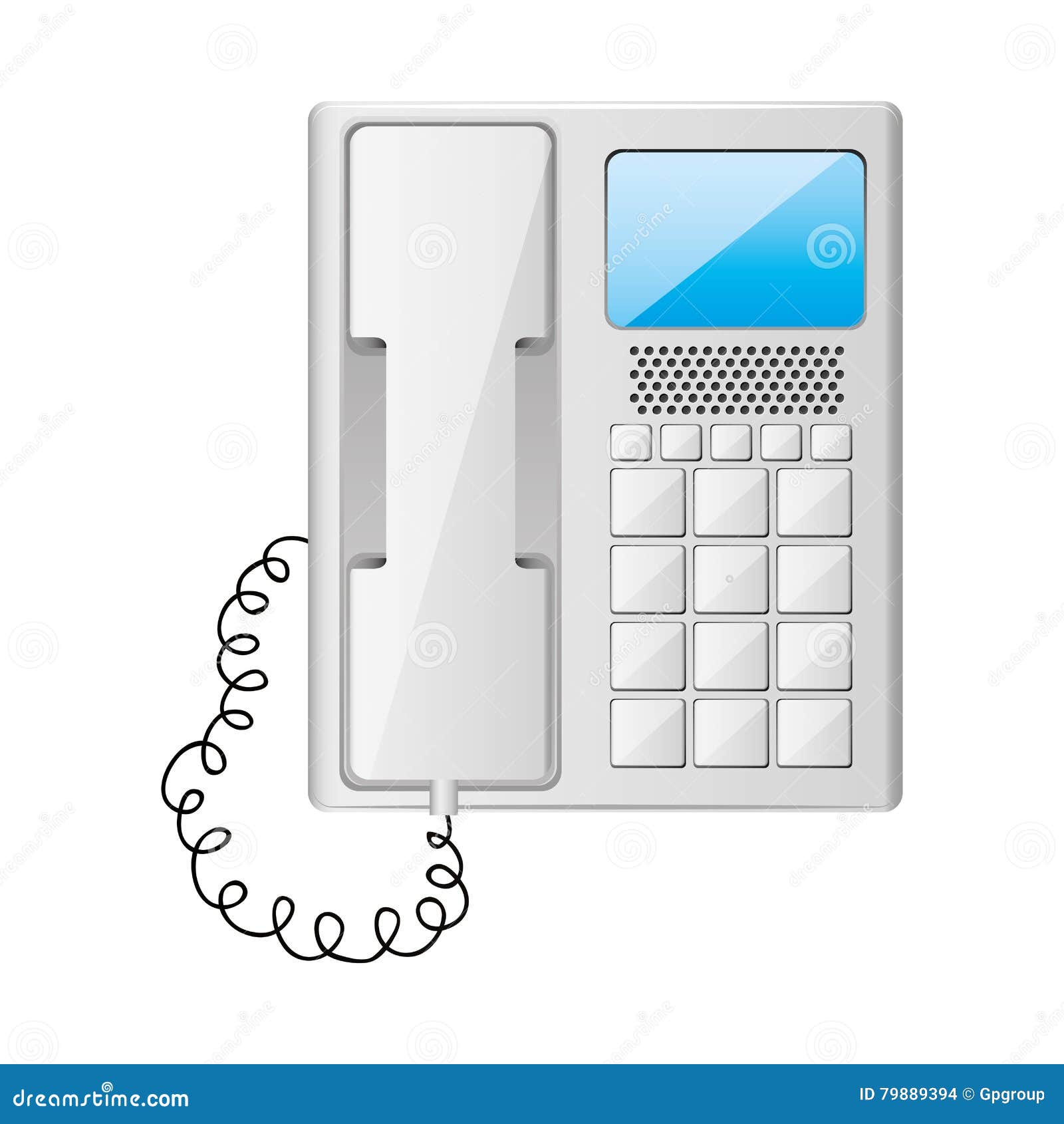 Gray Office Telephone with Wired Stock Vector - Illustration of mobile ...