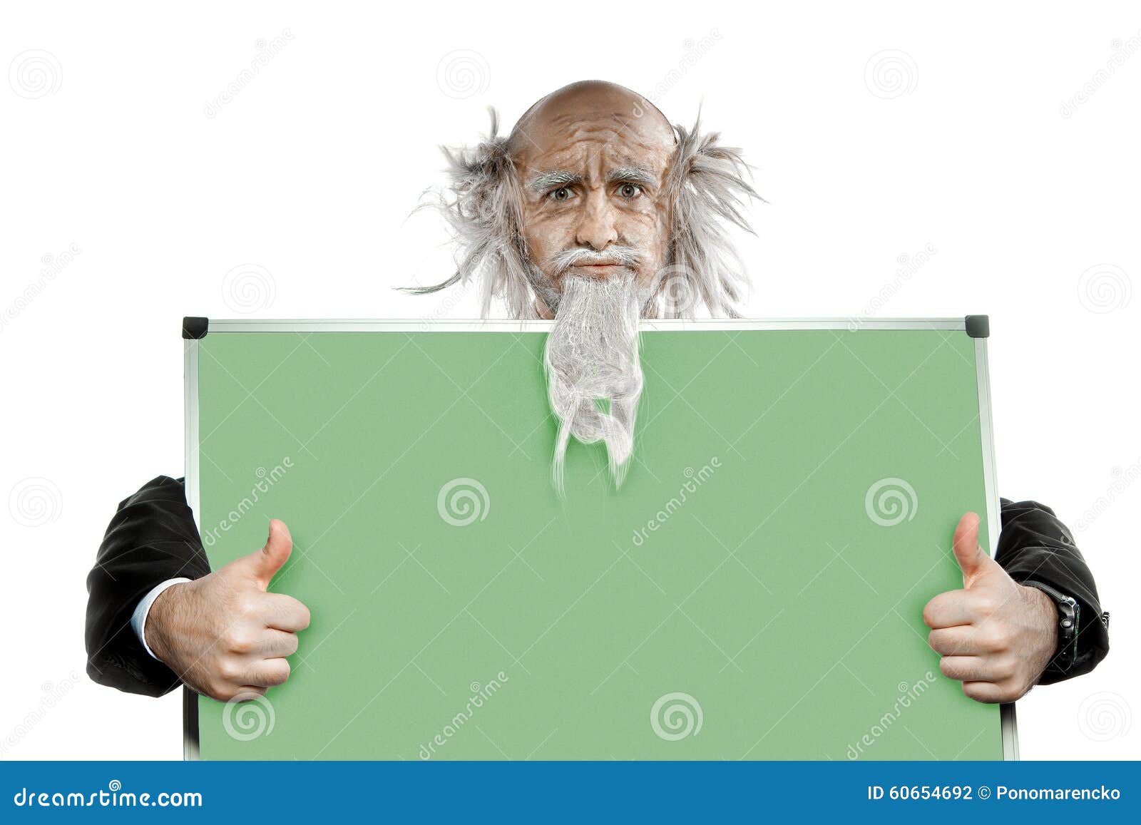Gray Old Professor Shows a Gesture of Stock Photo - Image of jacket ...