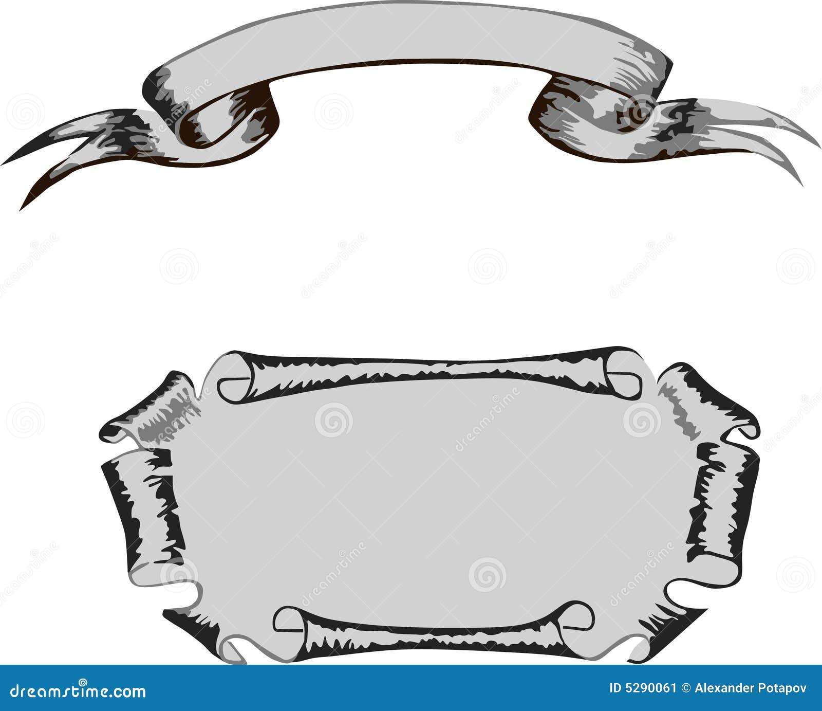 Gray old scroll stock illustration. Illustration of label - 5290061
