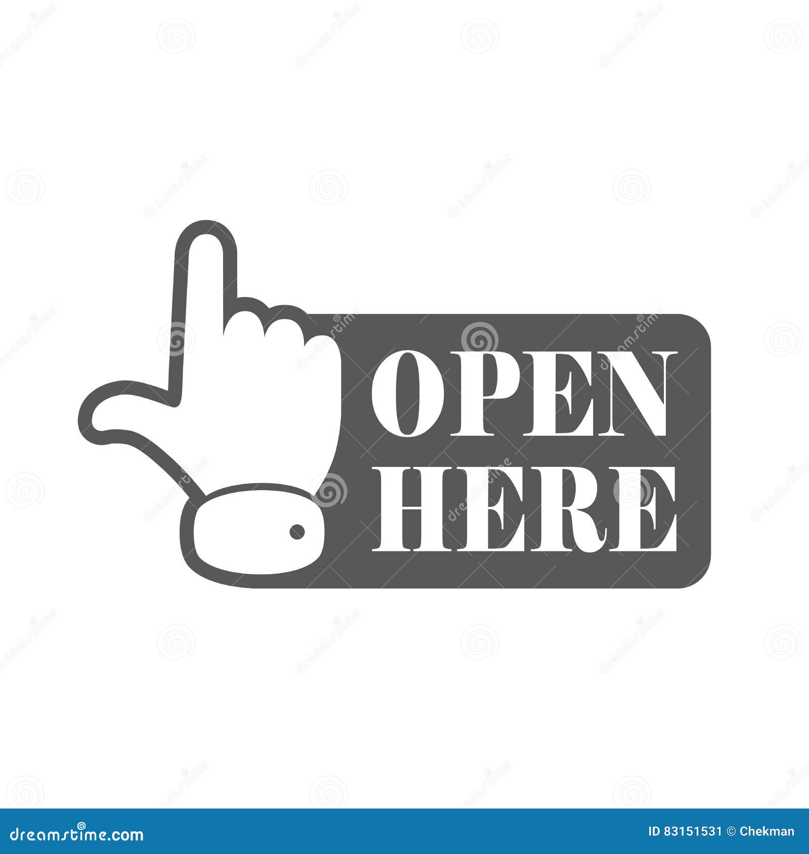 Gray Open Here Icon. Vector Illustration Stock Illustration ...