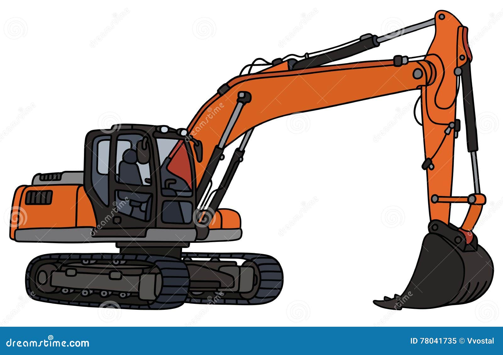 Gray and orange excavator stock vector. Illustration of feeder - 78041735