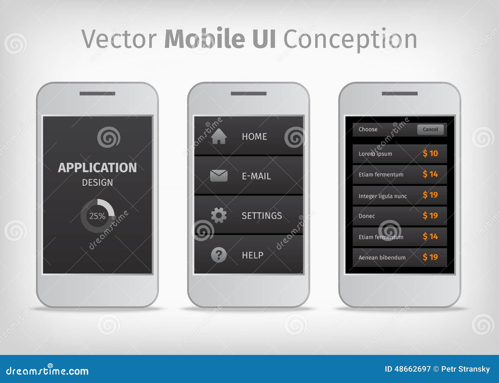Gray And Orange Vector Mobile User Interface Conception Stock Vector