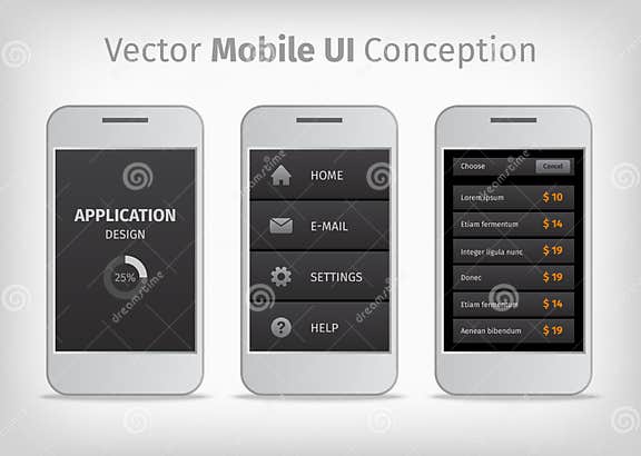 Gray and Orange Vector Mobile User Interface Conception Stock Vector ...
