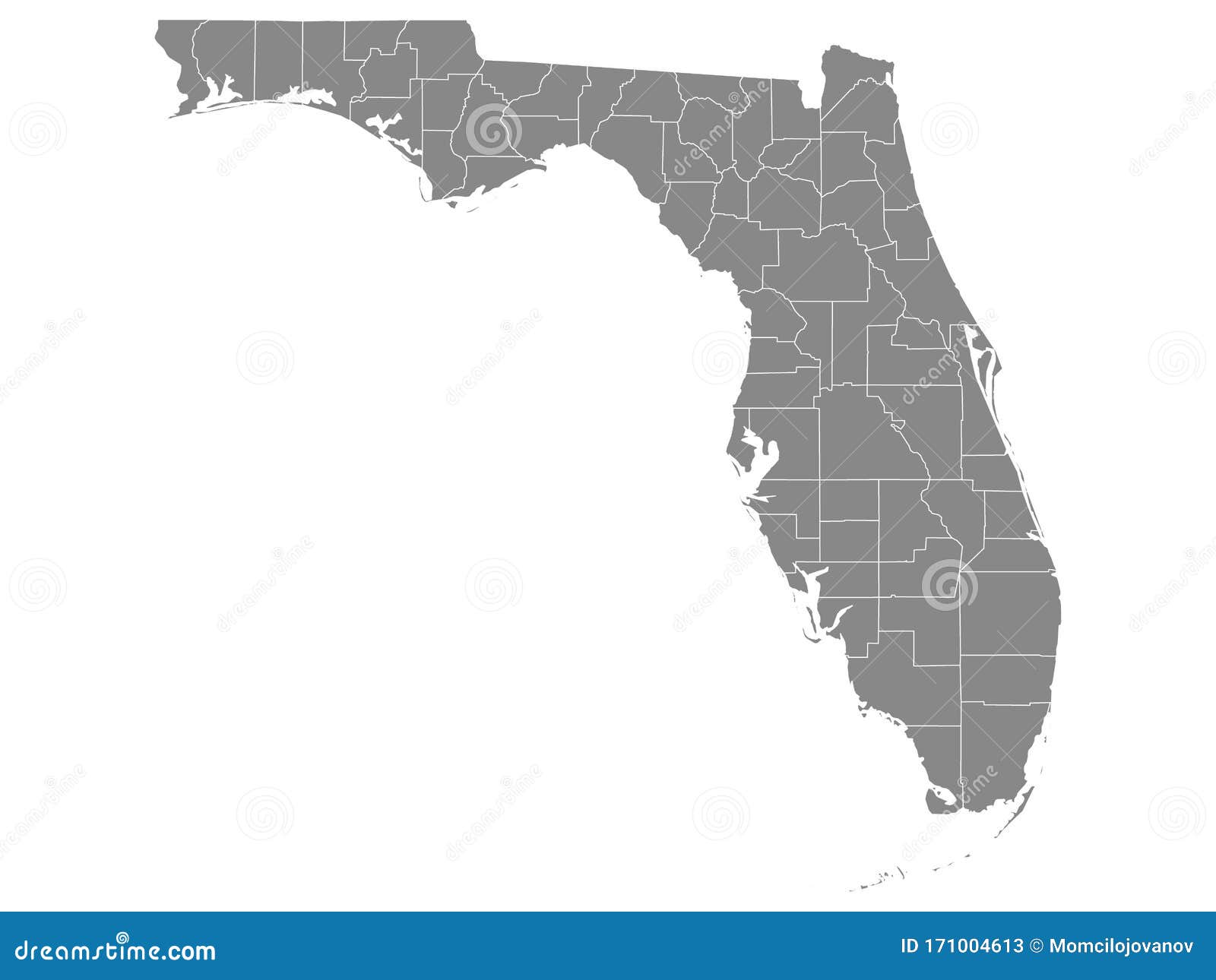 Counties Map of US State of Florida Stock Vector - Illustration of ...