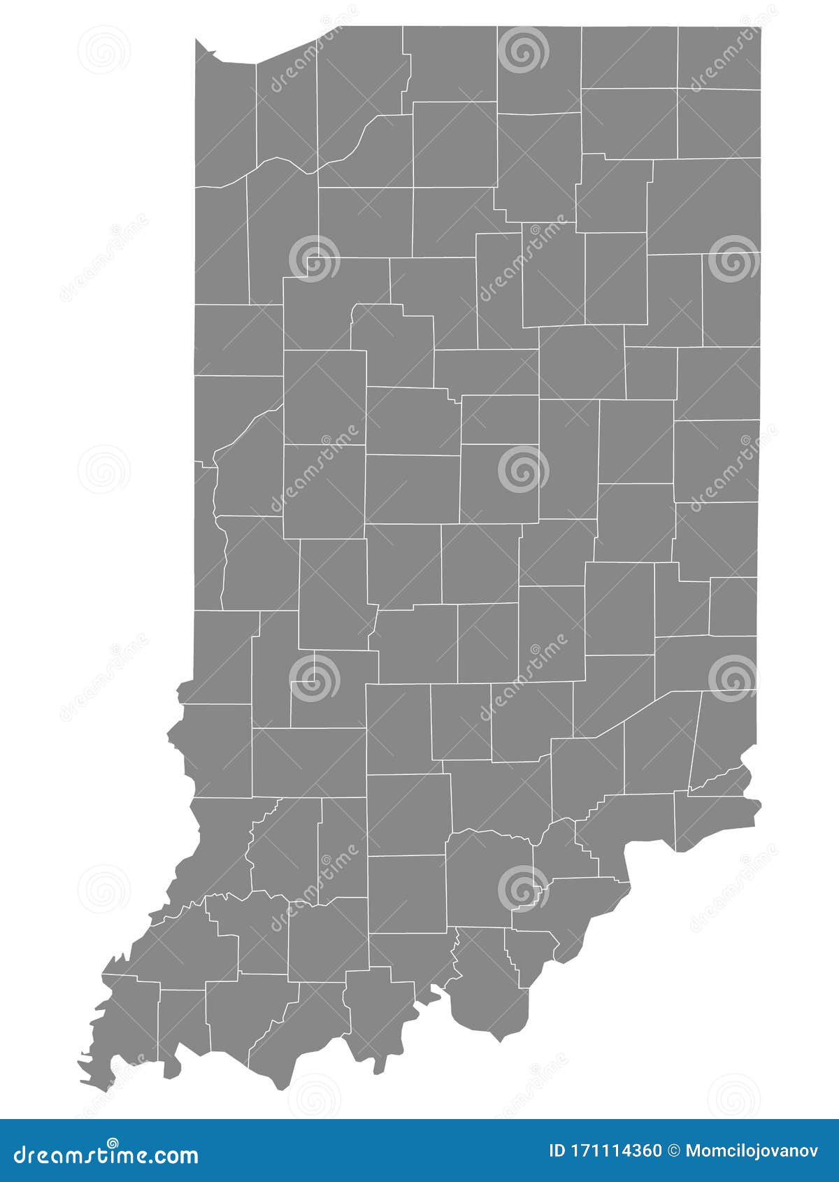 Counties Map of US State of Indiana Stock Vector - Illustration of ...