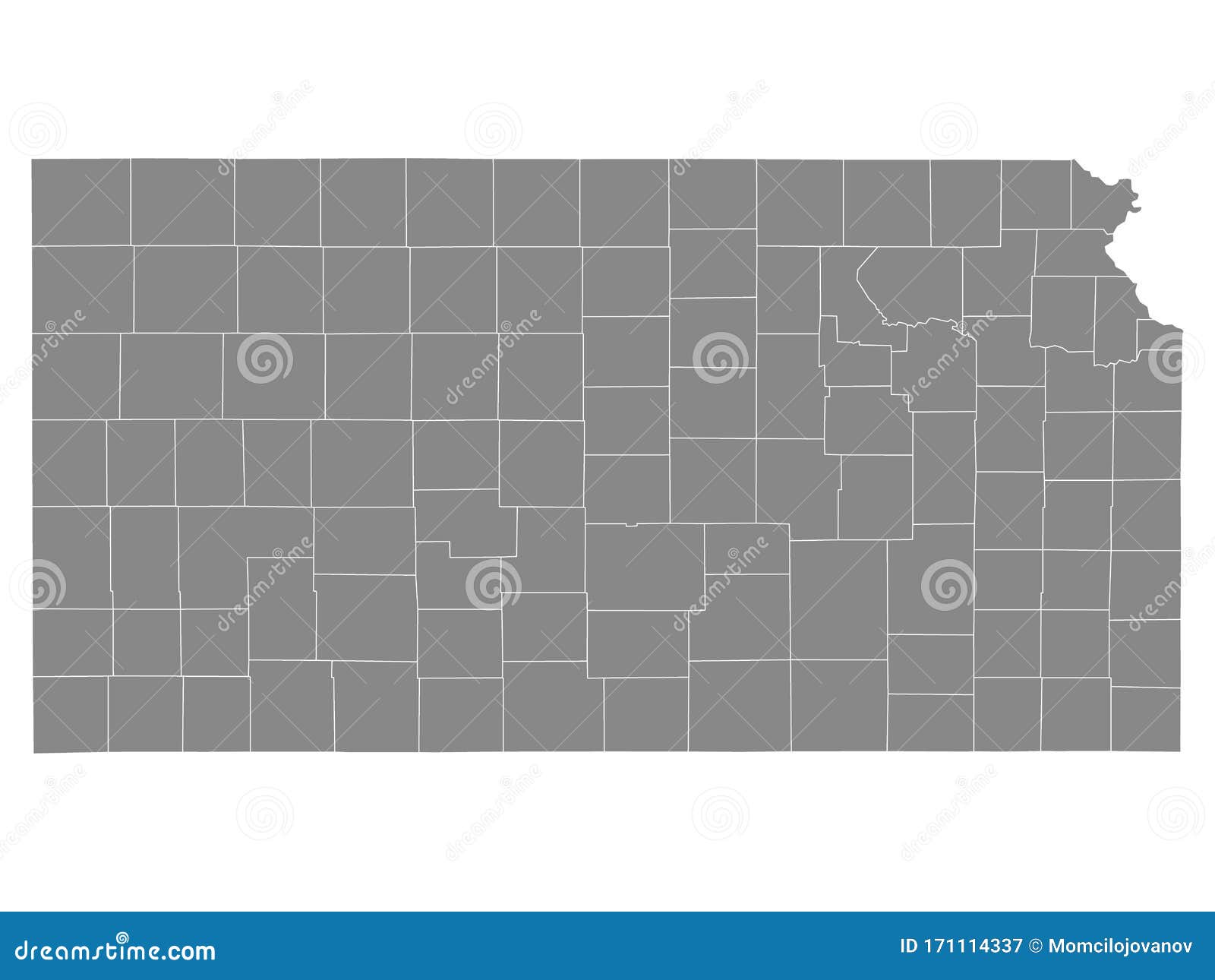 Counties Map of US State of Kansas Stock Vector - Illustration of ...