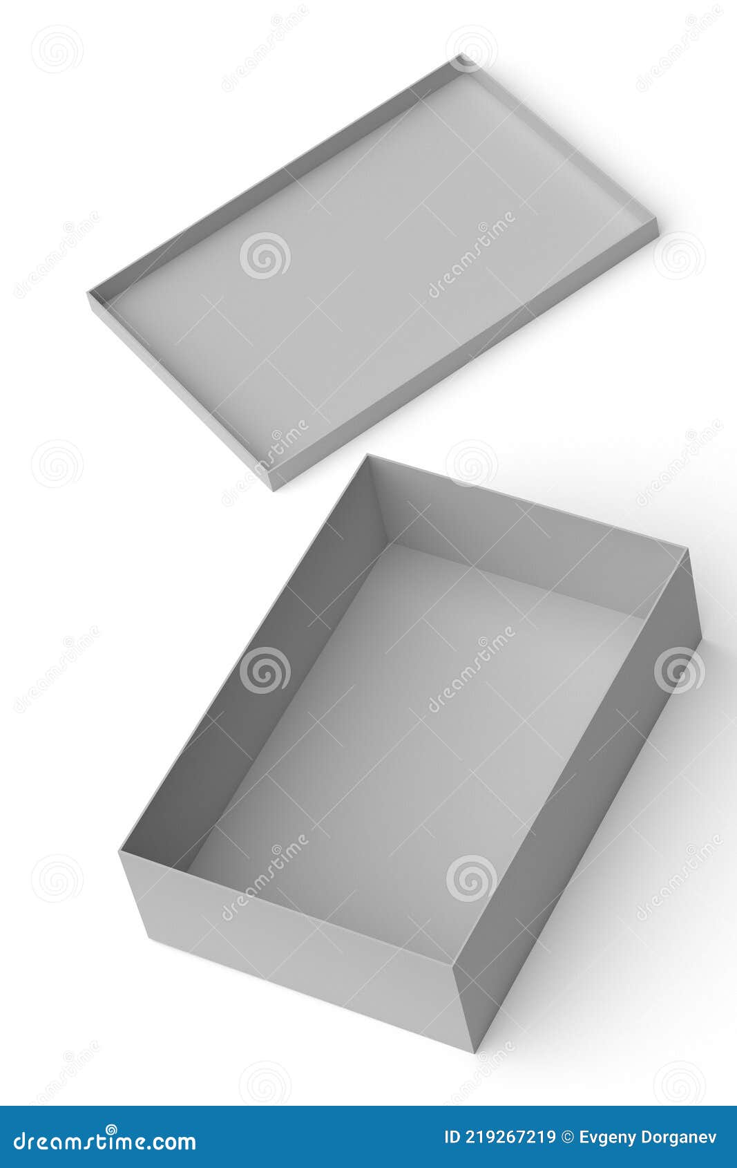 Gray Packing Box Model with Open Lid Top View 3d Rendering Stock ...