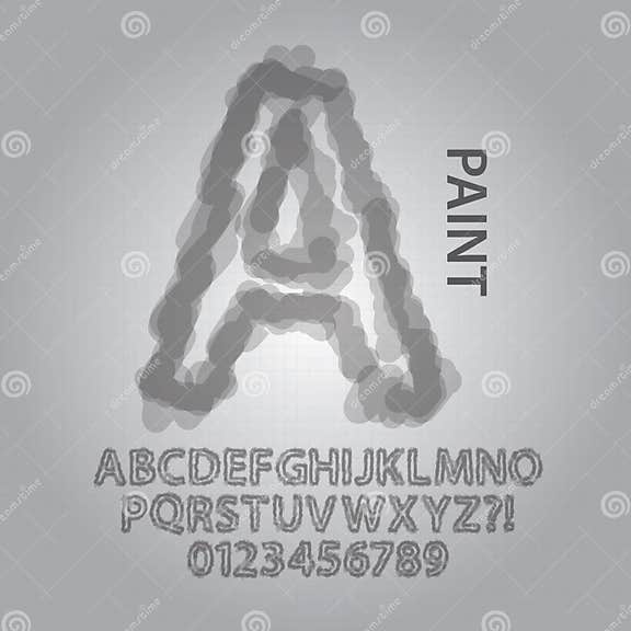 Gray Paint Alphabet and Numbers Vector Stock Vector - Illustration of ...