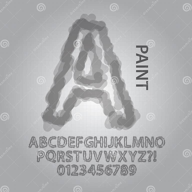 Gray Paint Alphabet and Numbers Vector Stock Vector - Illustration of ...