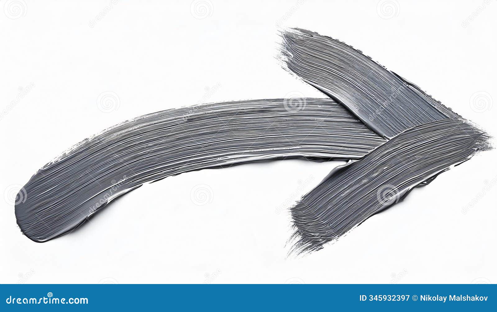 Gray Paint Brush Stroke Arrow Pointing To the Right on White Background ...