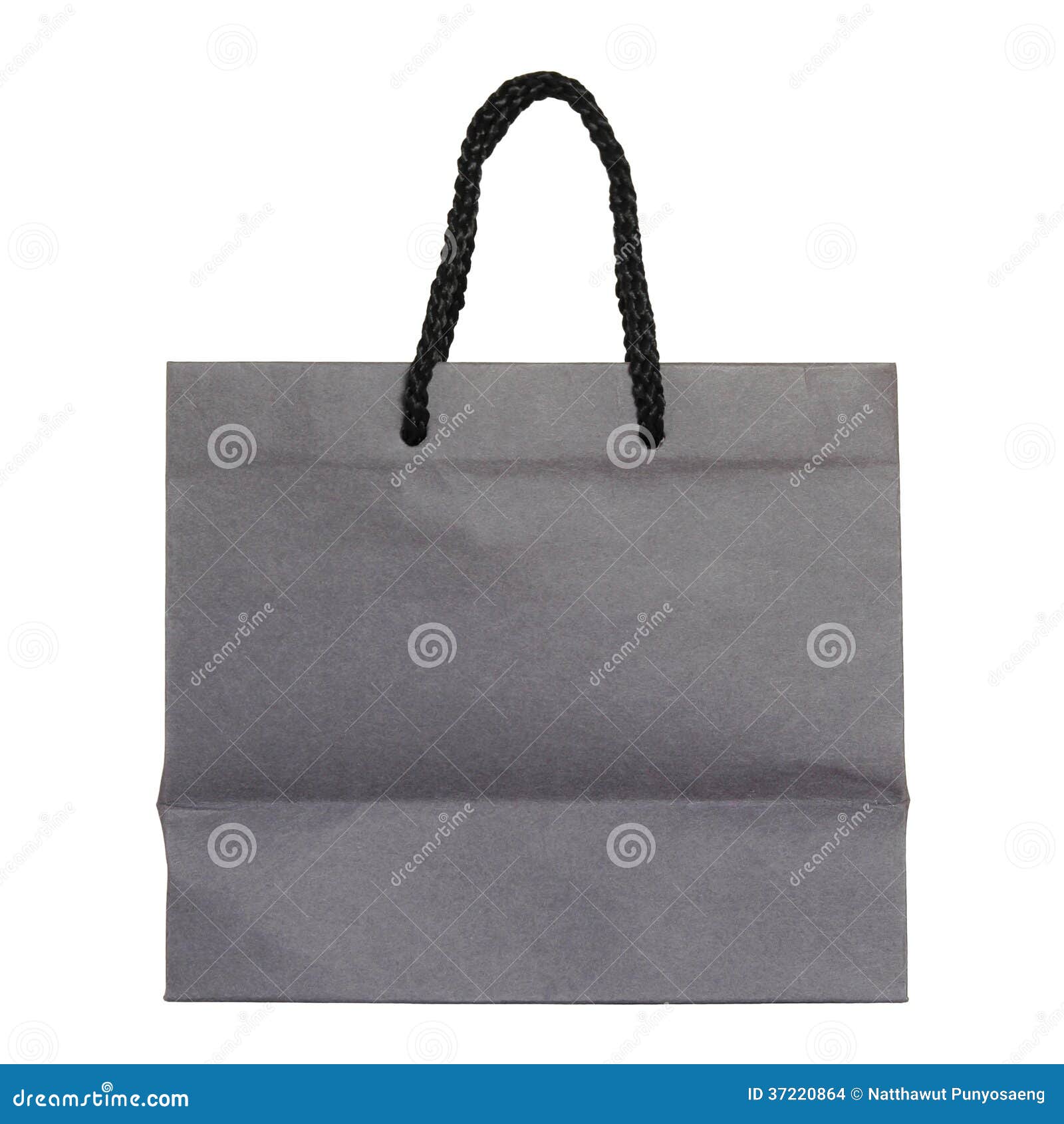 Gray Paper Bag Isolated on White Stock Photo - Image of handle ...
