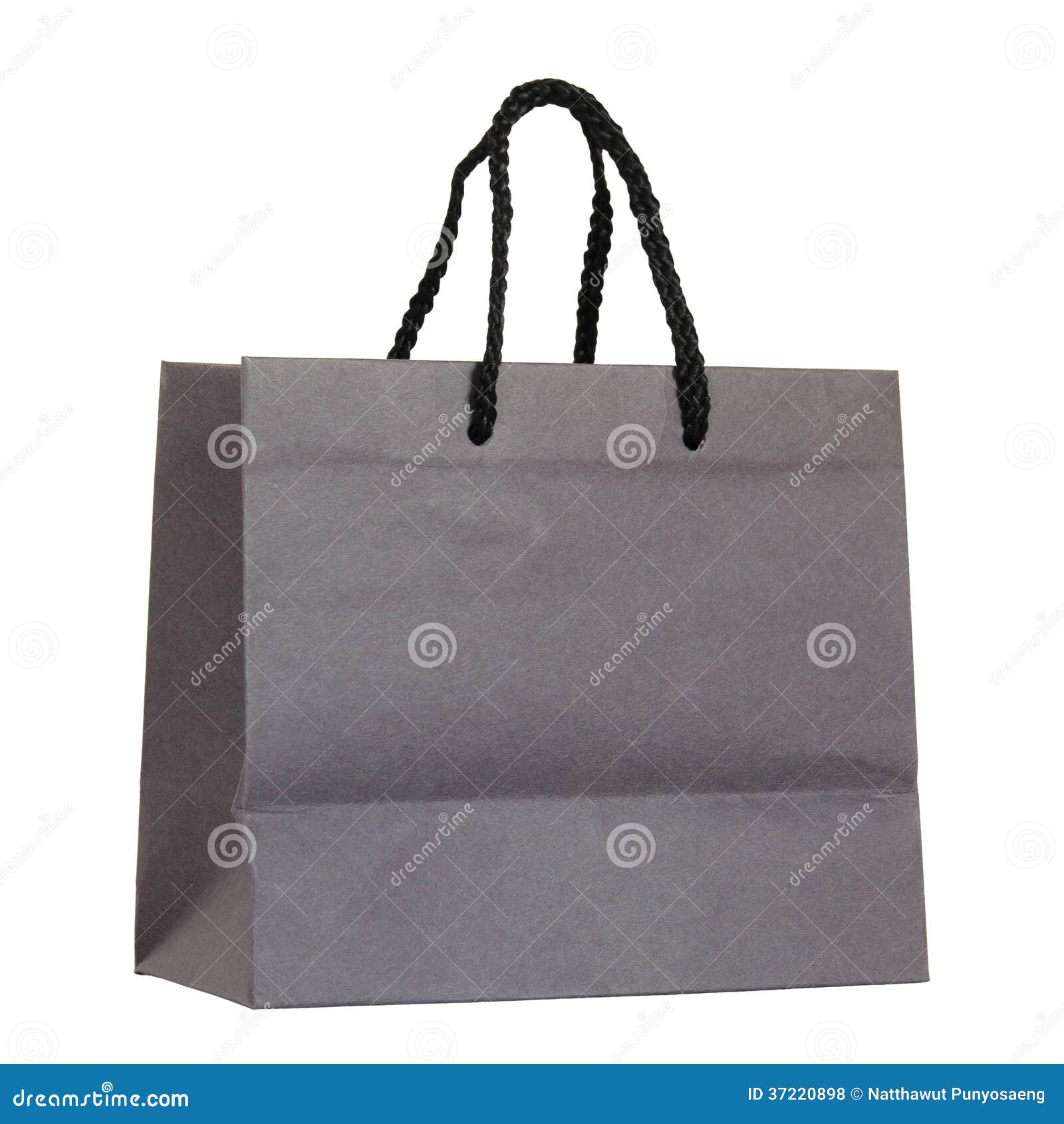 Gray Paper Bag Isolated on White Stock Photo - Image of commercial ...