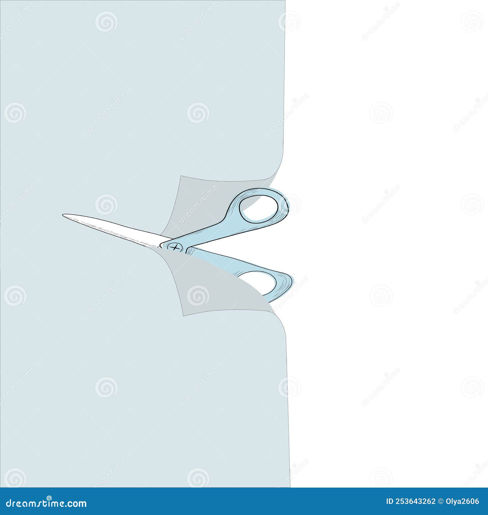 Gray Paper Cut with Scissors, Scissors Cut Paper in Half Vector ...