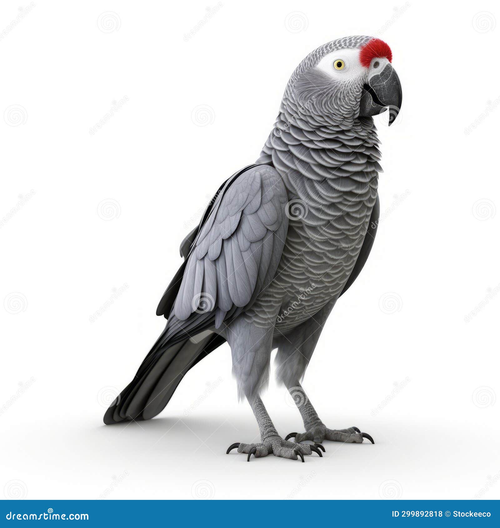 High-key Lighting 3d Rendering of Gray Parrot with Realistic Details ...