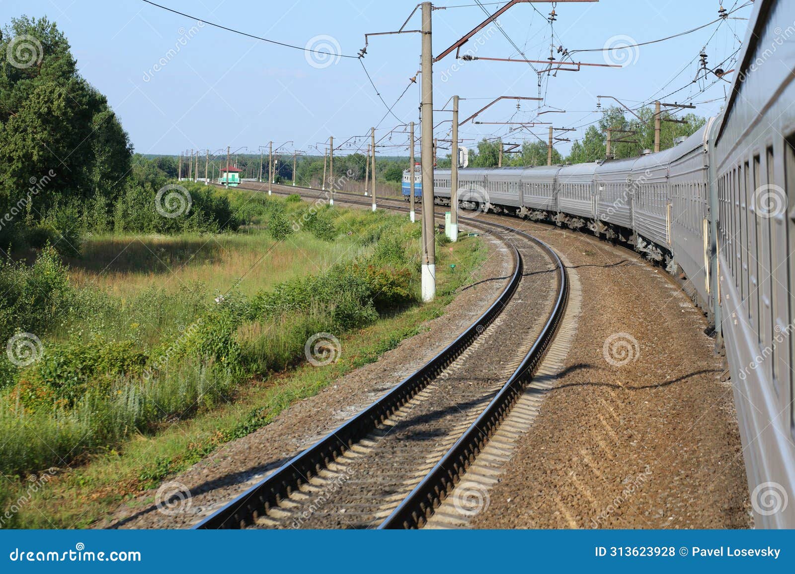 Gray Passenger Train Turning on the Stock Photo - Image of motion ...