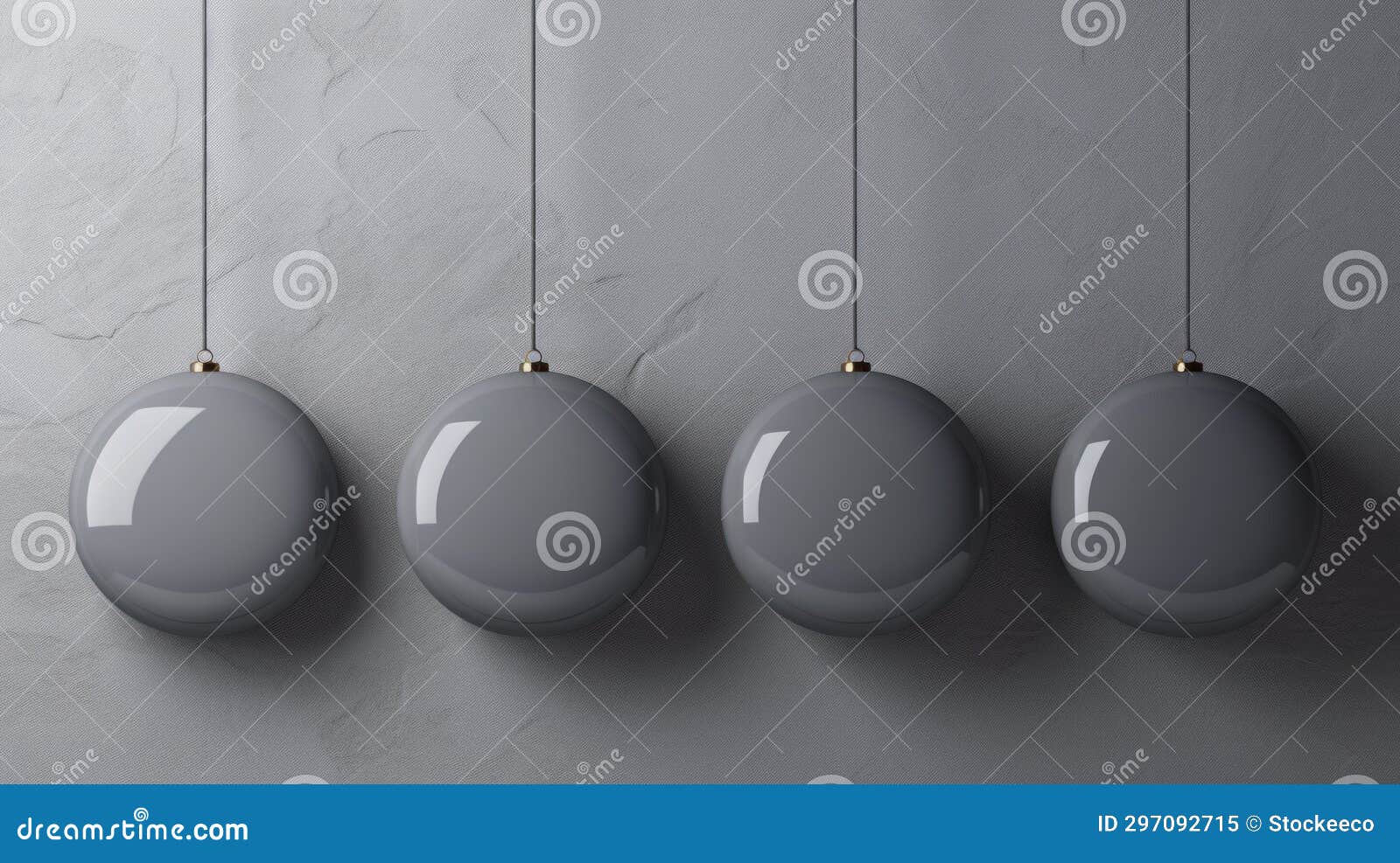 Gray Pendant Balls Hanging on a Grey Wall - Hyperrealistic Composition ...