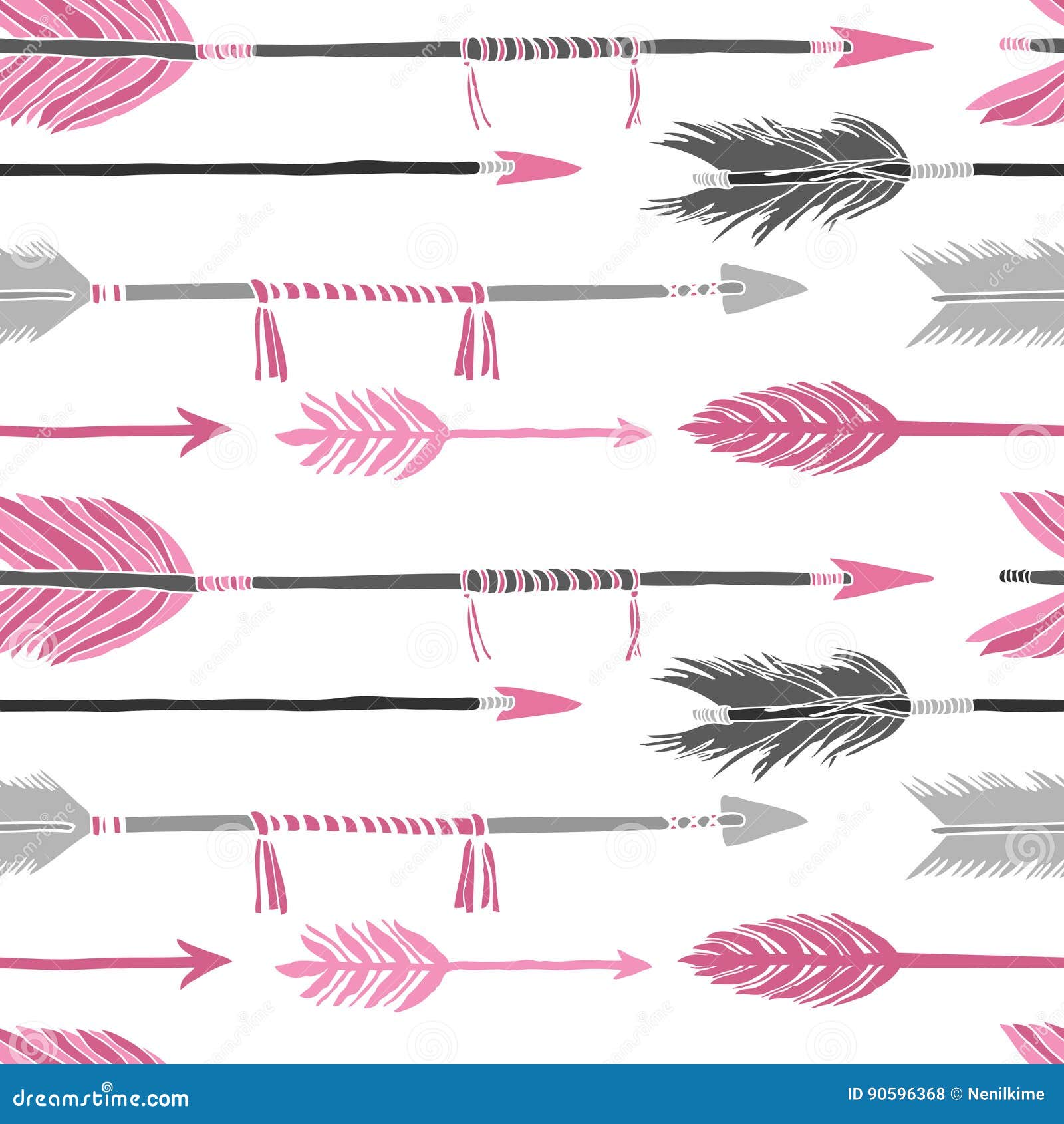 Gray and Pink Arrows Seamless Pattern Stock Vector - Illustration of ...