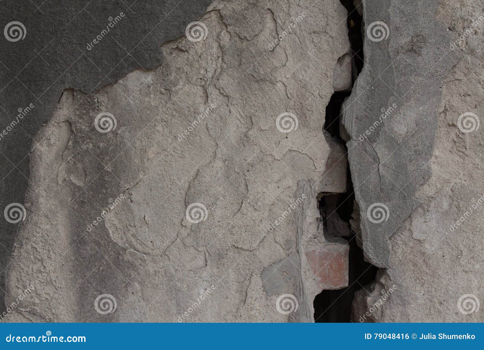 Gray Plastered Wall Divided by Wide Split. Rough Texture Stock Photo ...
