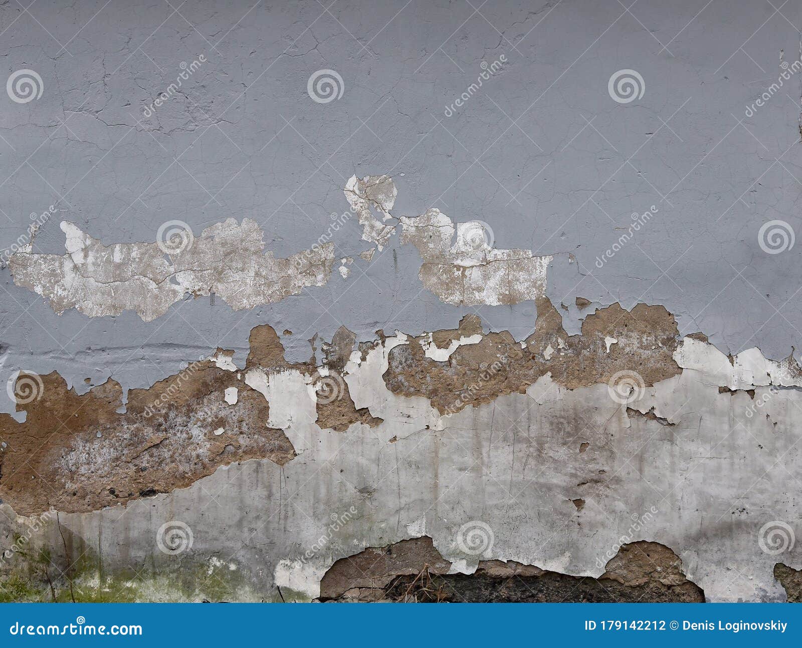 Gray Plastered Wall. Texture with Falling Plaster and Traces of ...