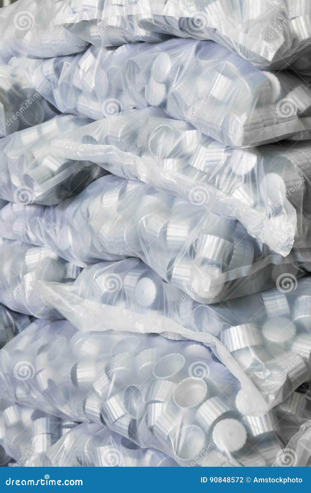 Gray Plastic Bottle Caps in Plastic Bag Stock Photo - Image of caps ...