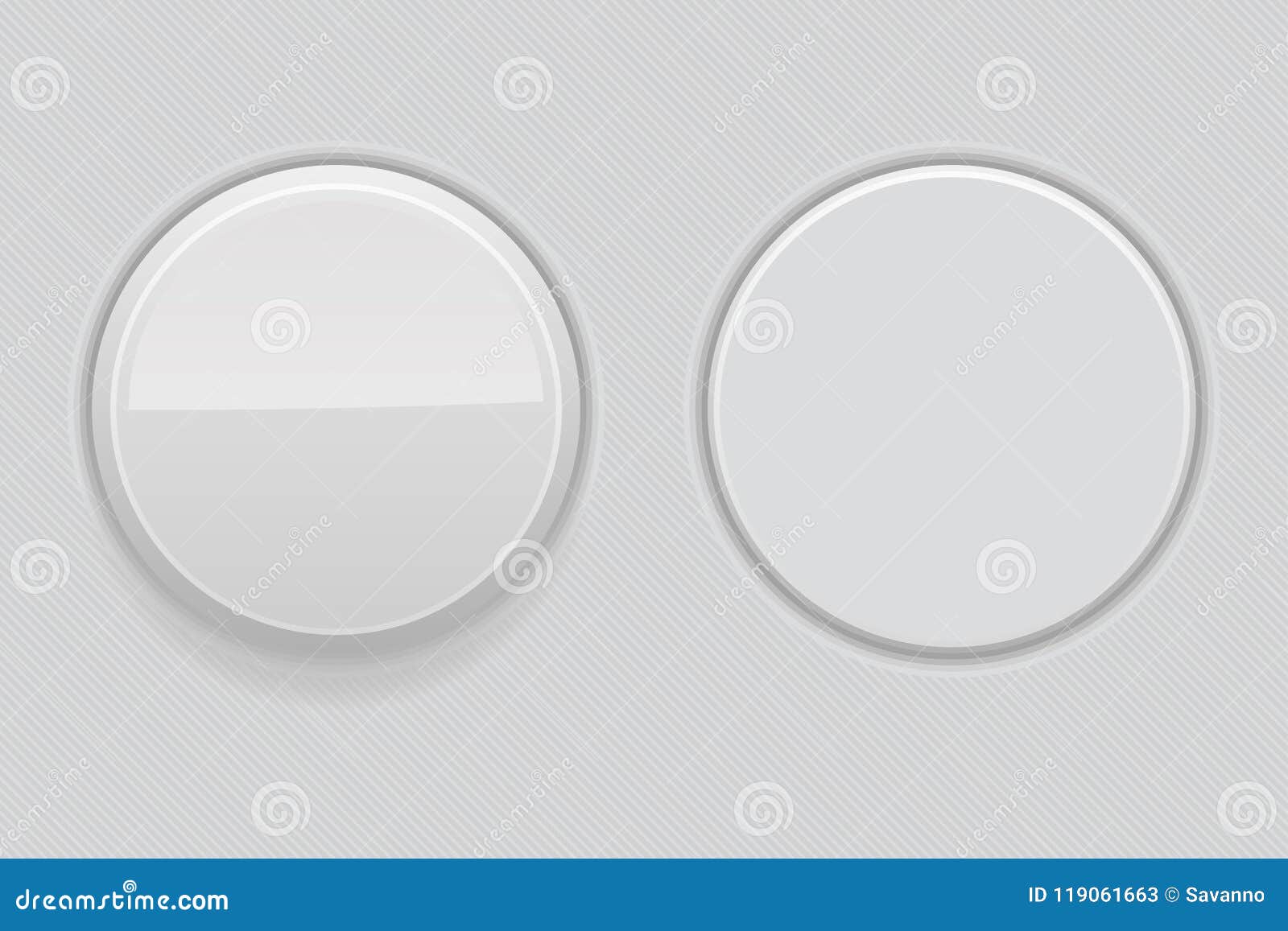 Gray Plastic Buttons. 3d Round Signs Stock Vector - Illustration of ...