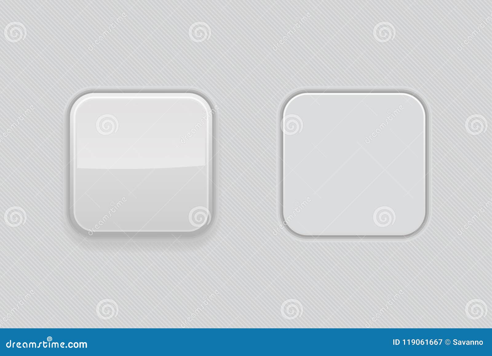 Gray Plastic Buttons. 3d Square Signs Stock Vector - Illustration of ...