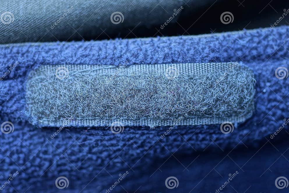 Rectangular Velcro Closure on Blue Clothing Fabric Stock Image - Image ...
