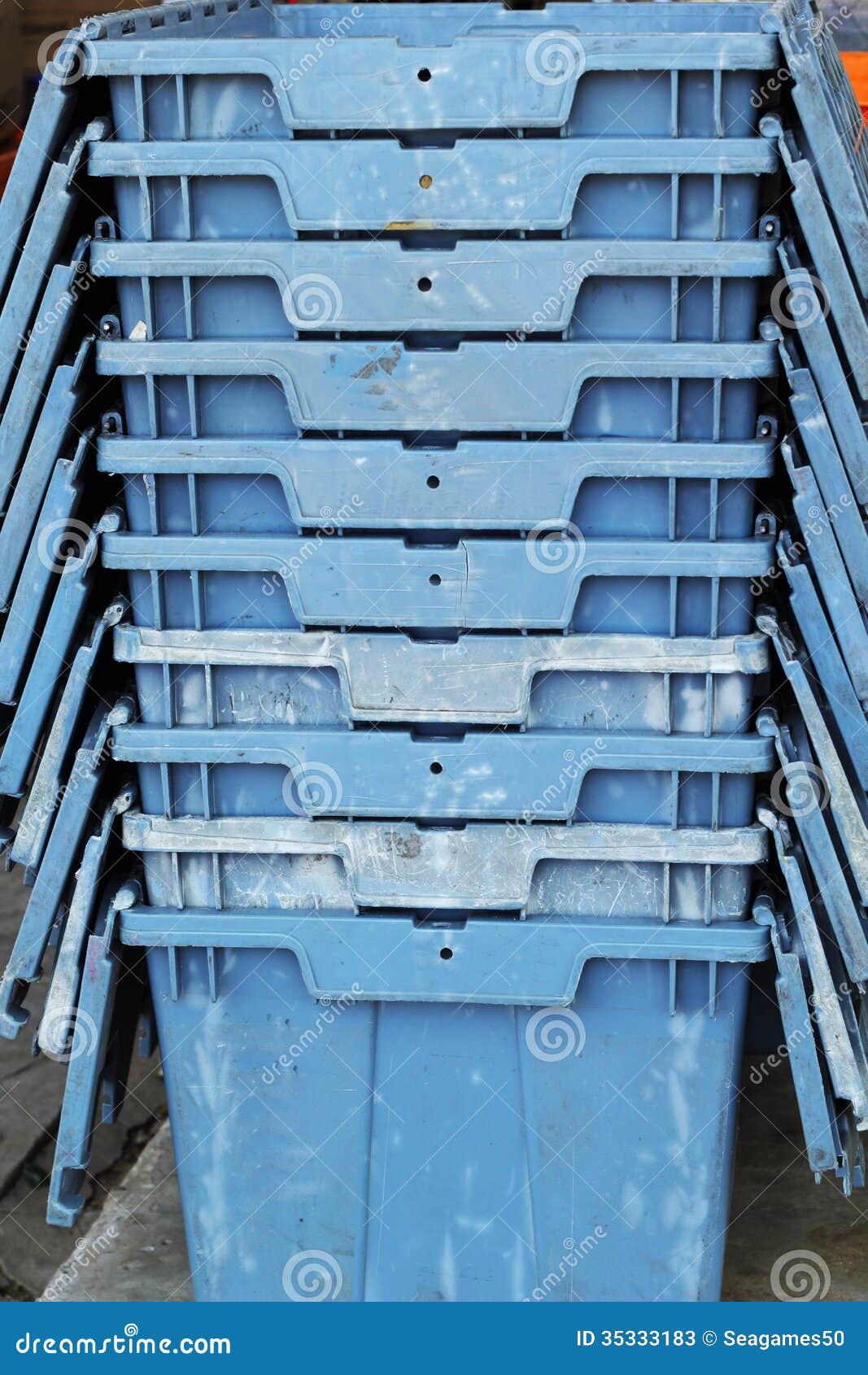 Gray Plastic - Stacked Packing Containers. Stock Image - Image of ...