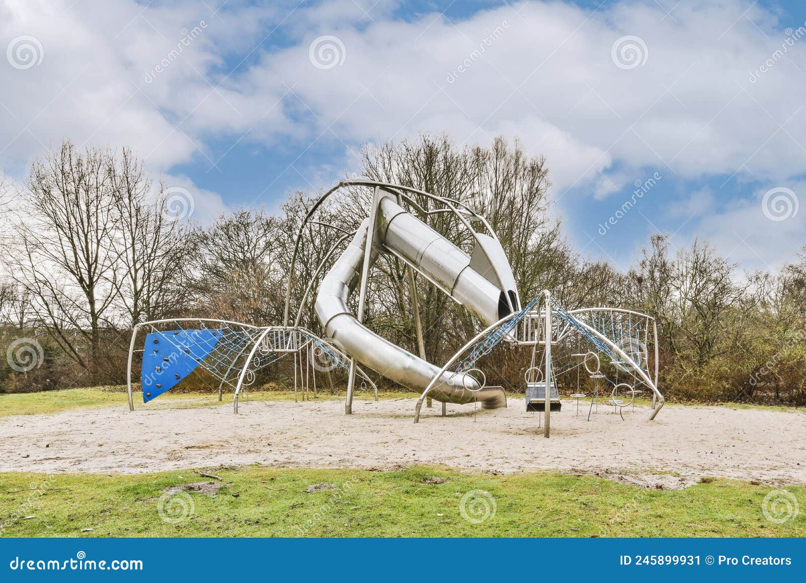 Gray Playground on Yard in the Park. Stock Image - Image of exercise ...
