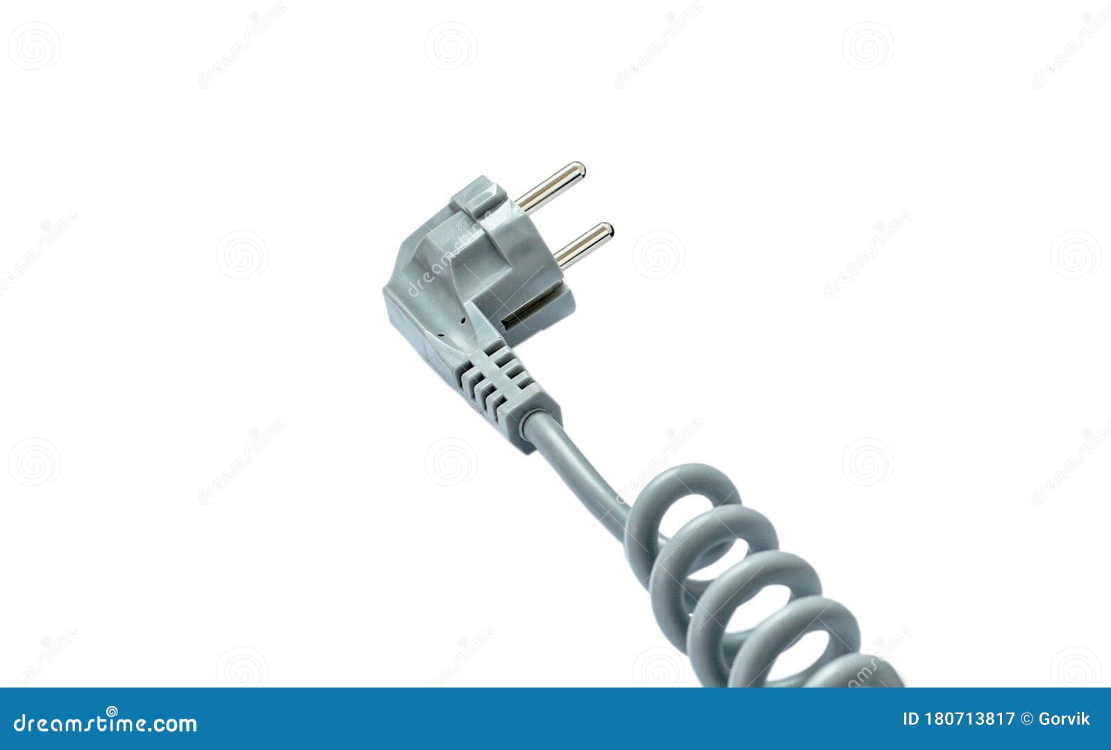 Gray Plug for Socket with Wire on a White Background Stock Image ...