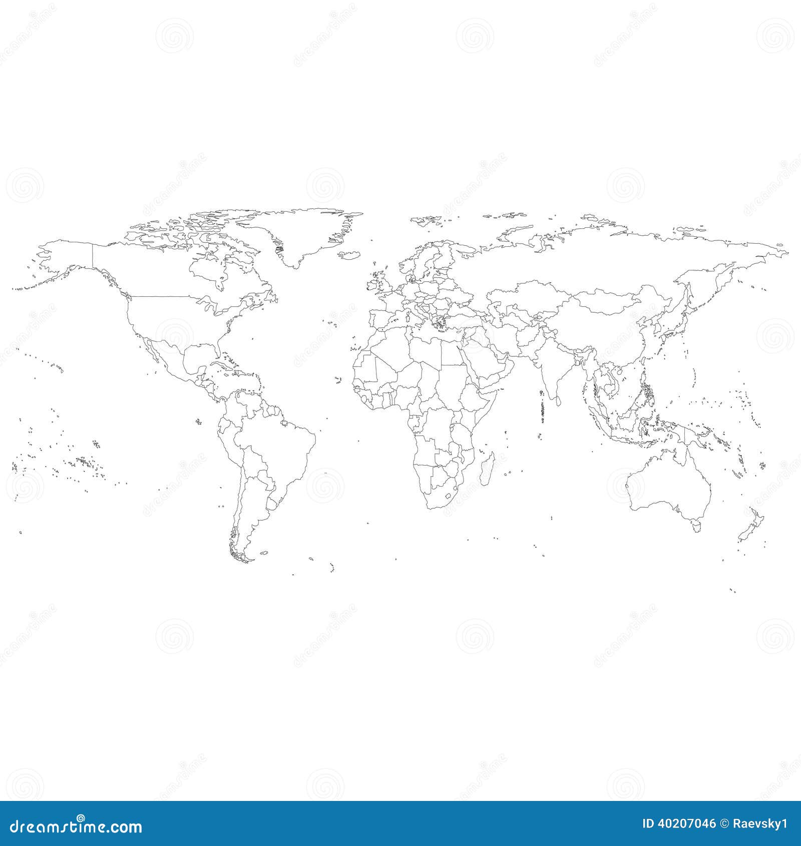 Gray Political World Map Vector Stock Vector - Illustration of ...