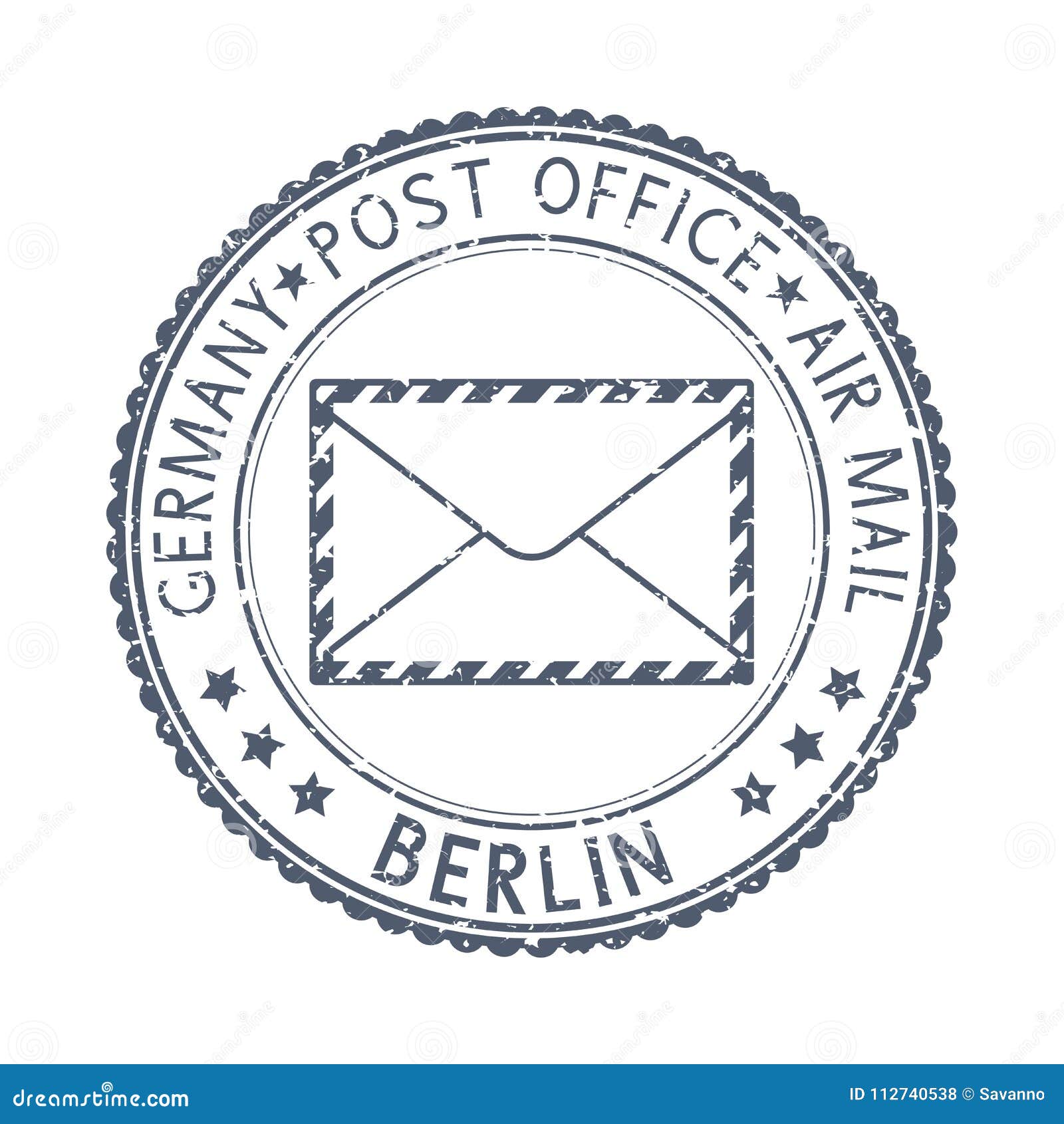 Gray Postal Stamp Berlin, Germany. Postmark with Envelope Sign Stock ...