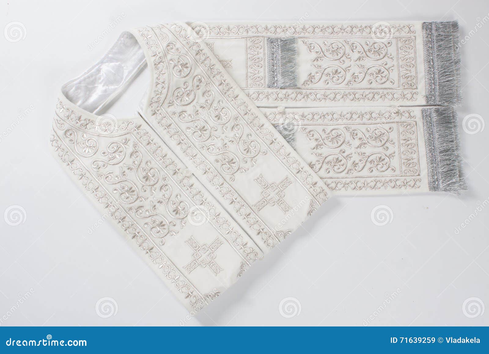 Gray Priest Stole Used for Confessions on White Stock Image - Image of ...