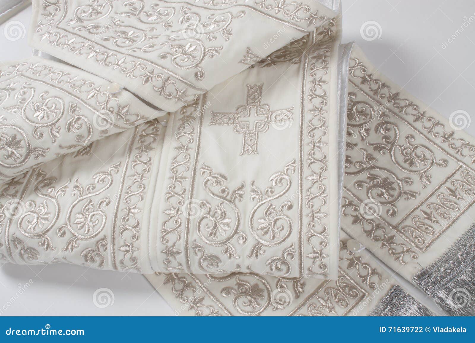 Gray Priest Stole Used for Confessions on White Stock Photo - Image of ...