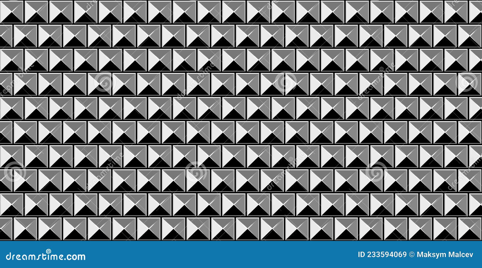 Gray Pyramids, Geometric Mesh Background. Dark Black Horizontal ...