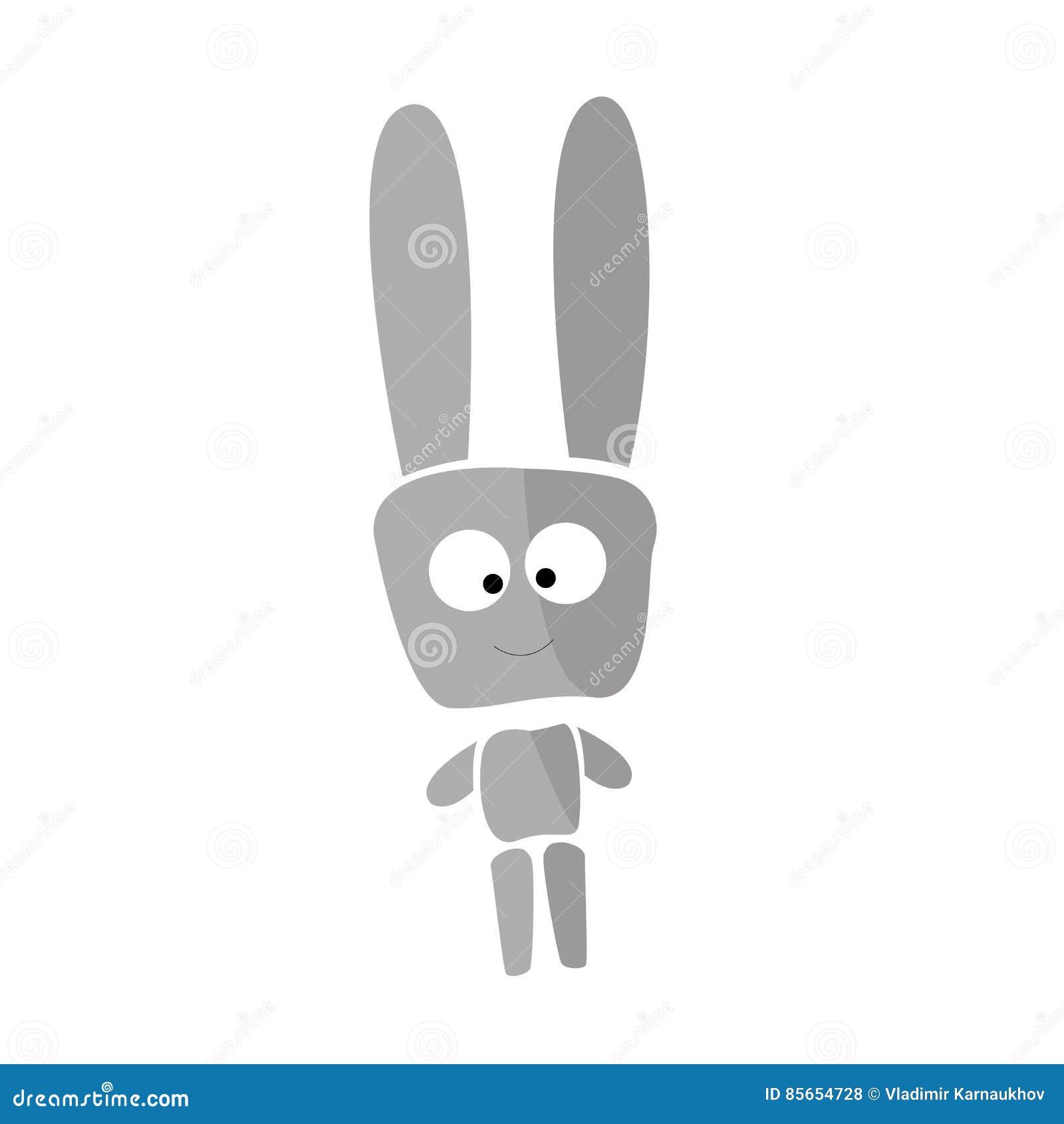 Gray Rabbit, Cartoon Bunny on a White Background. Stock Vector ...
