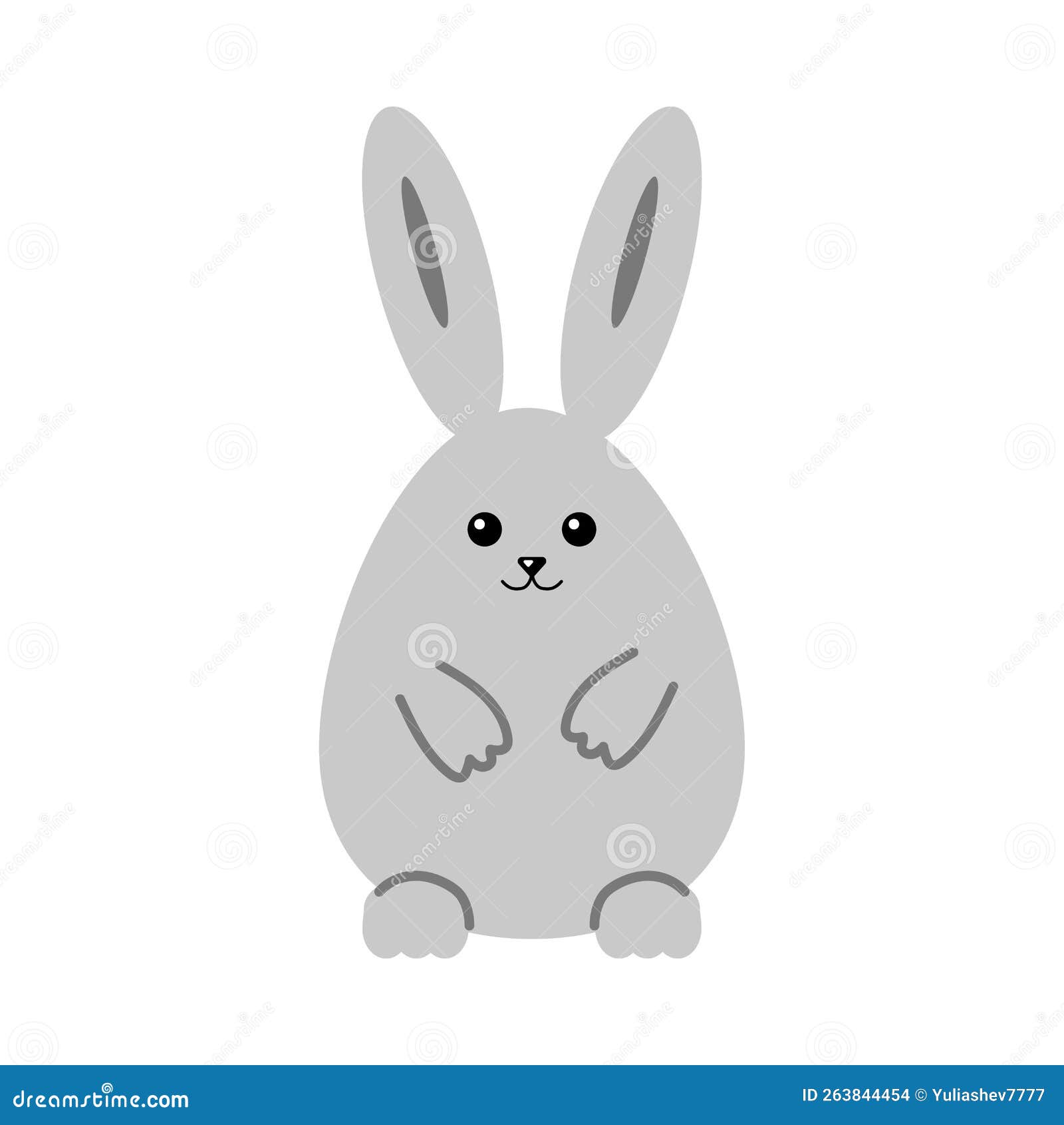 Gray rabbit, vector stock vector. Illustration of cartoon - 263844454