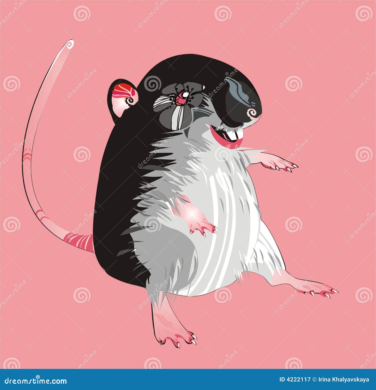 Gray rat stock vector. Illustration of humor, posture - 4222117