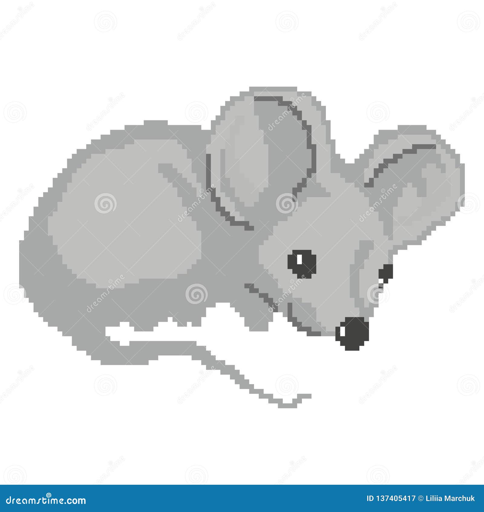 Gray Rat Mouse Silhouette Drawn by Squares, Pixels Stock Vector ...