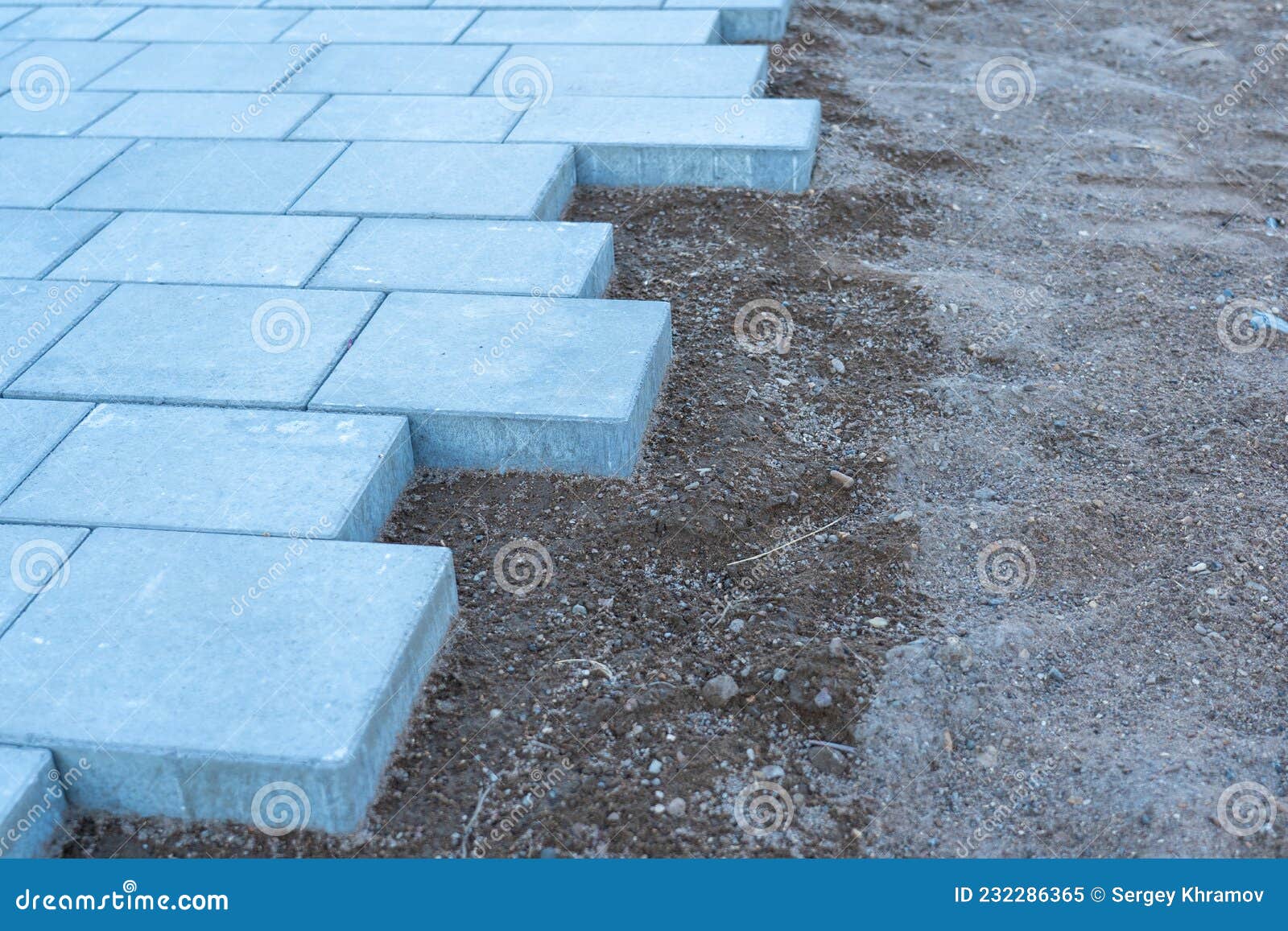 Gray Rectangular Paving Slabs in the Process of Laying Stock Image ...