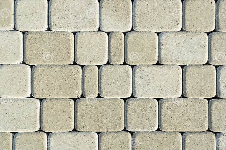 Gray Rectangular Paving Slabs with Rounded Edges. Top View Stock Photo ...
