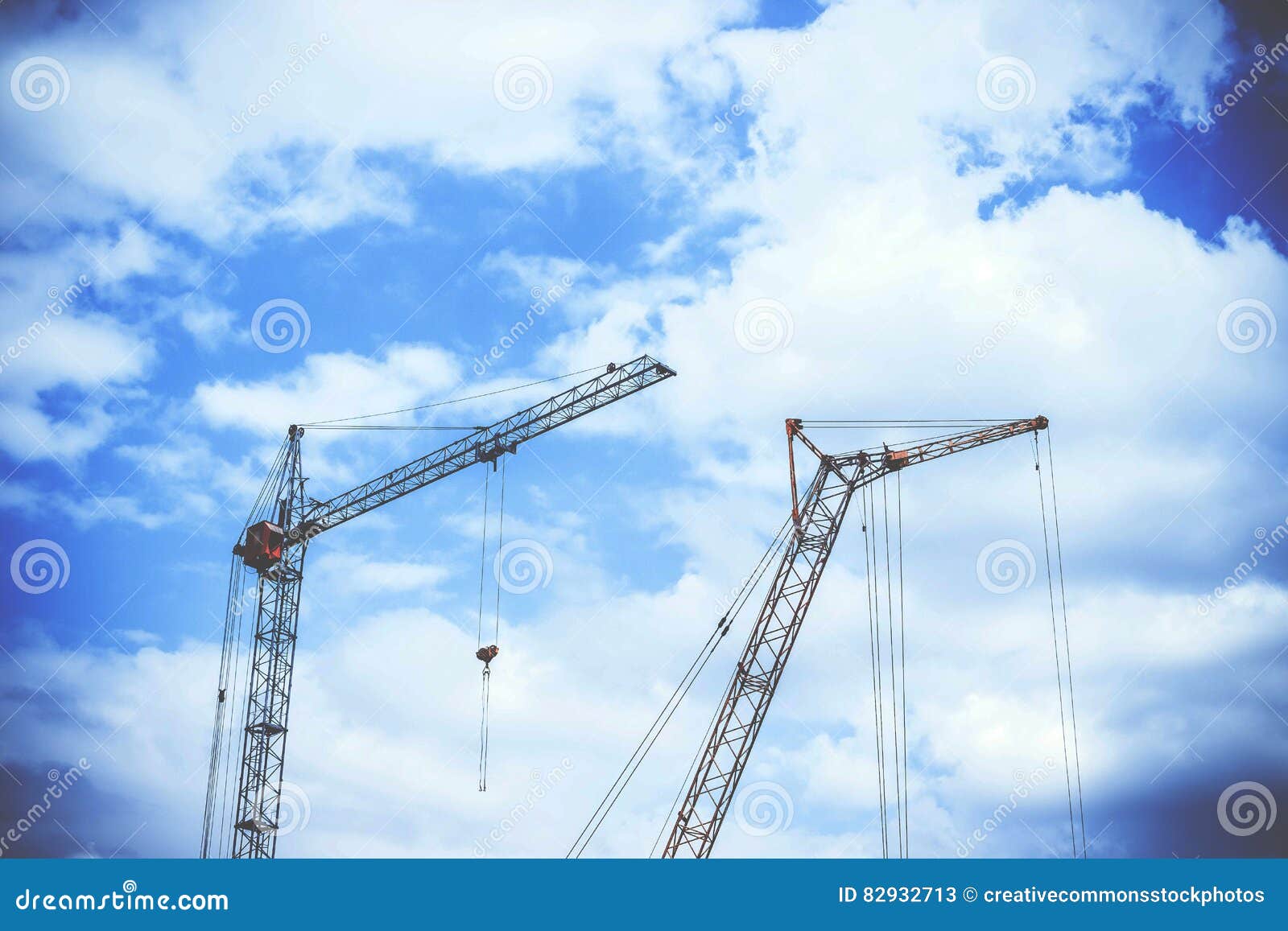 Gray Rectangular Power Crane With Blue Cumulus Clouds Above As ...