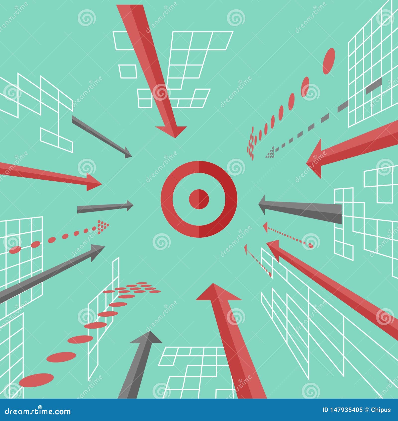 Gray and Red Arrows in Perspective Stock Illustration - Illustration of ...