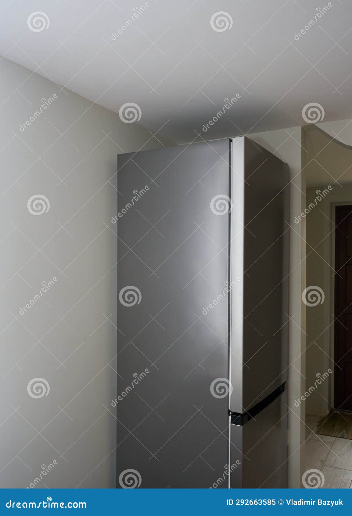 Gray Refrigerator in the Room,modern Refrigerator in a Gray Room ...