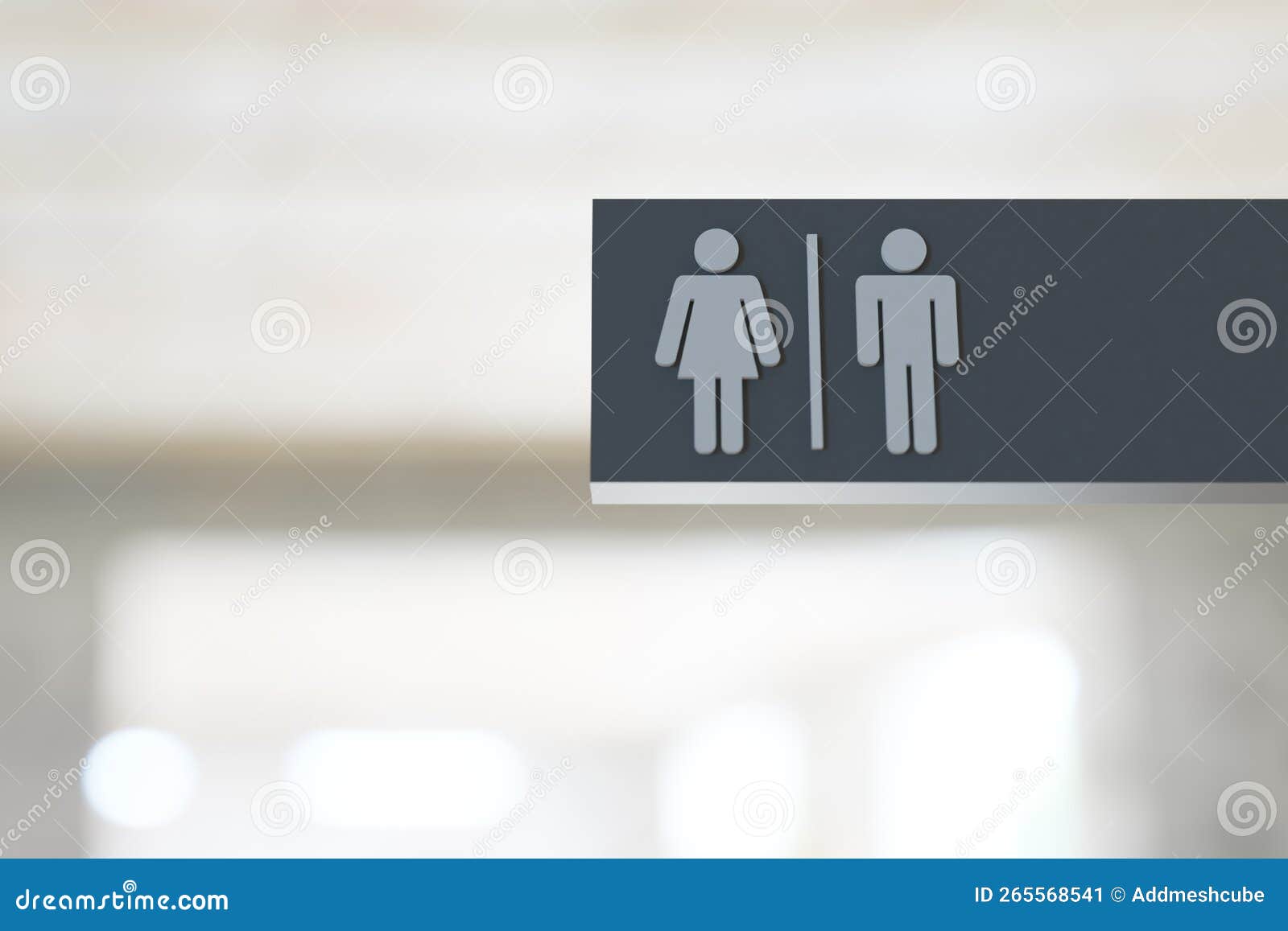 Gray Restroom Sign in Hallway Stock Illustration - Illustration of ...