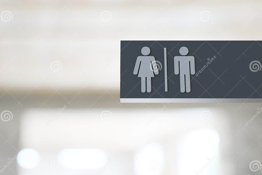 Gray Restroom Sign in Hallway Stock Illustration - Illustration of ...