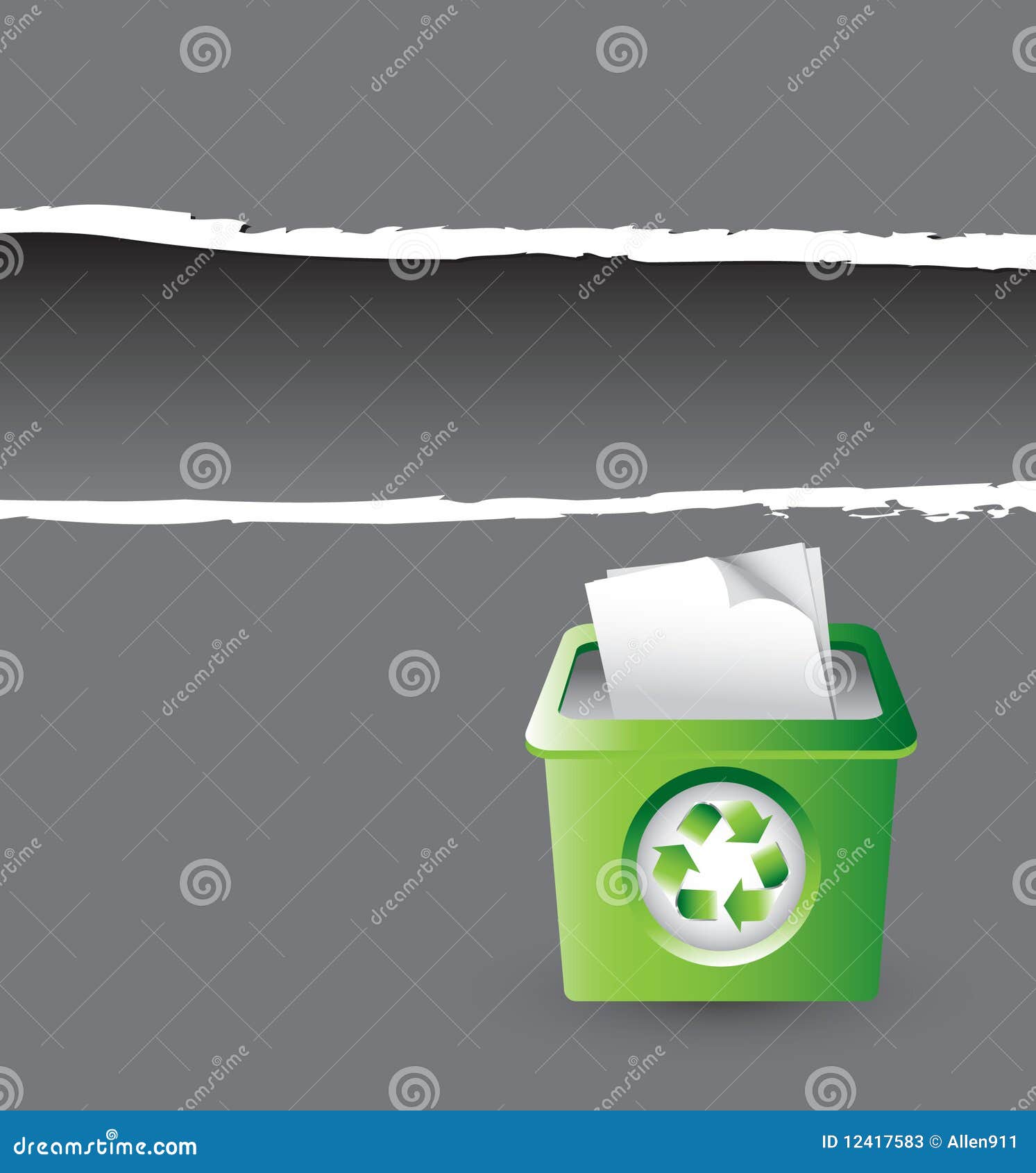 Gray Ripped Banner with Recycle Bin Stock Vector - Illustration of ...