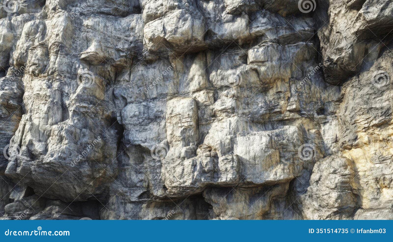 Gray Rock Face Shows Weathered Texture and Layers with Rugged Cliffside ...
