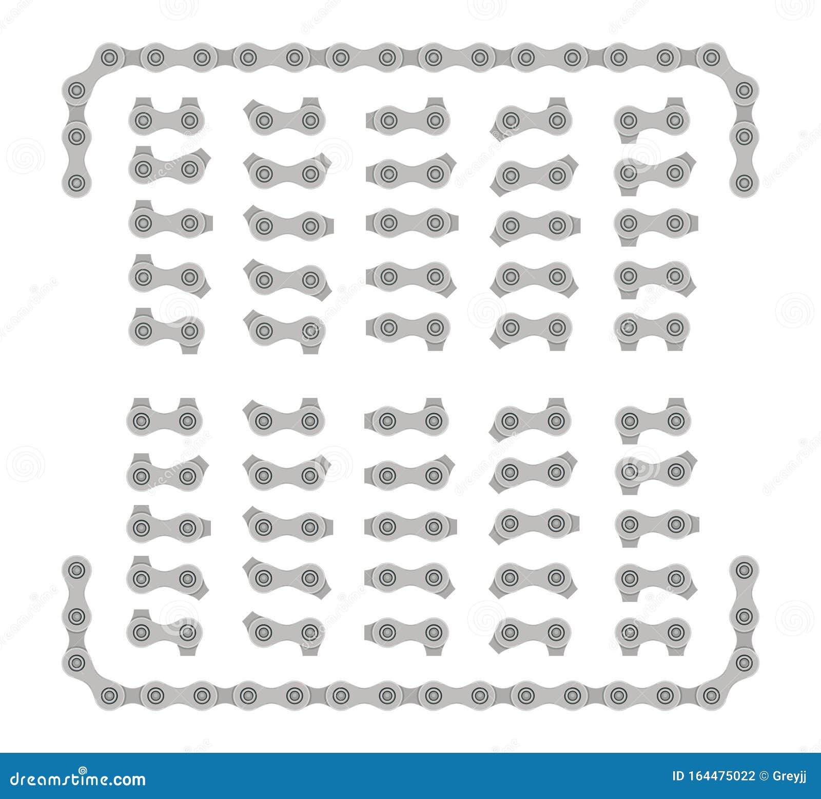 Roller Chain That Used On Bicycles And Motorcycles. Outline Style ...