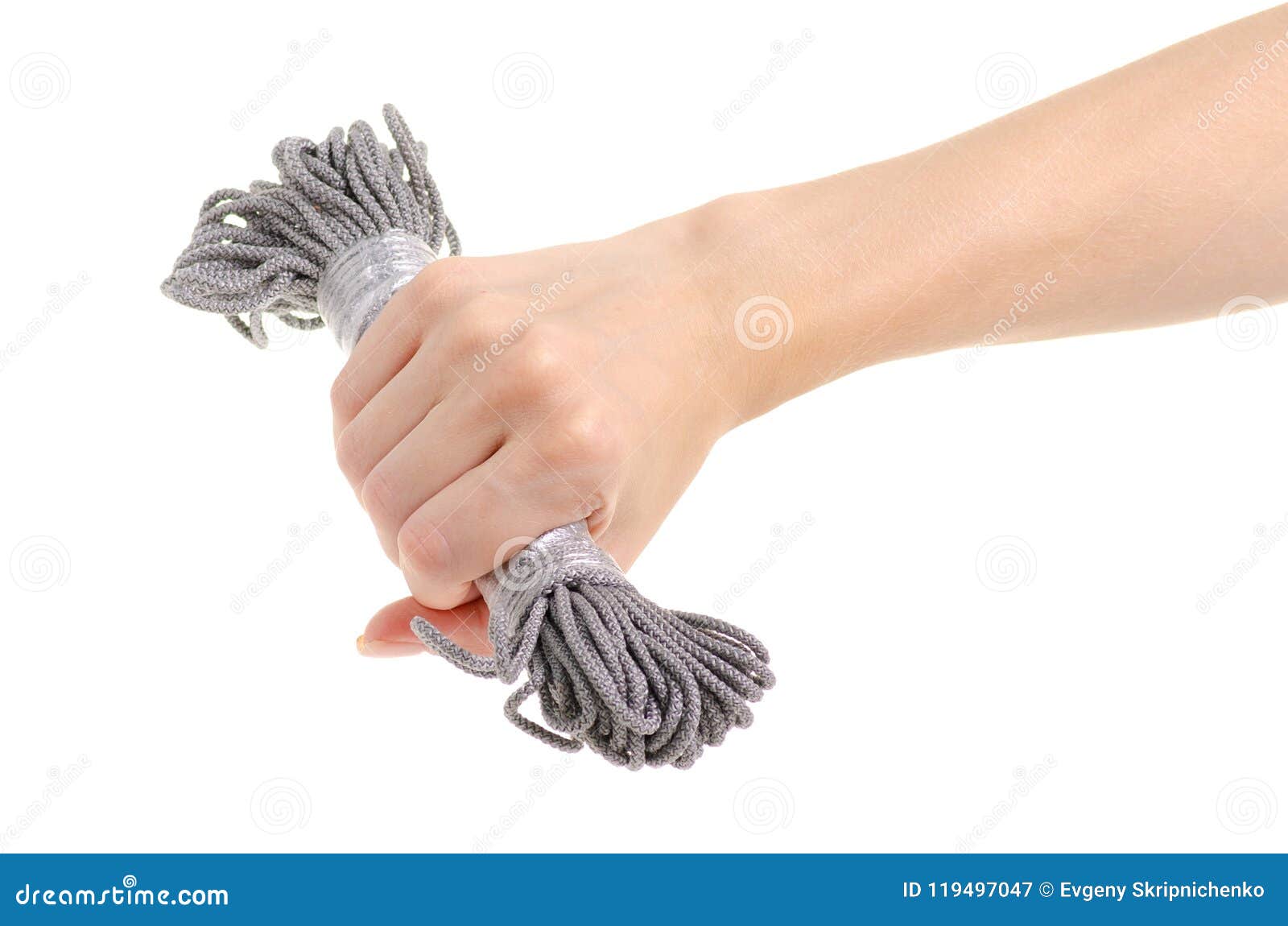 Gray rope in hand stock image. Image of cover, creative - 119497047